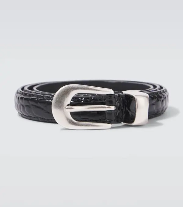 Our Legacy 20mm Croc-effect Patent Leather Belt - Black