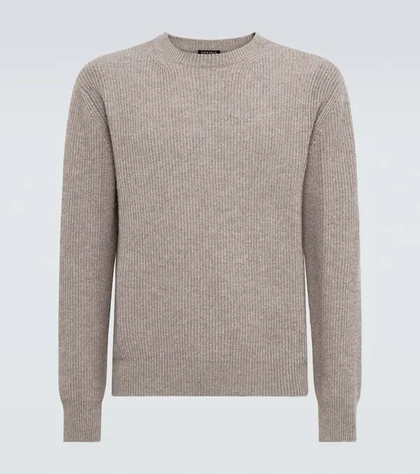 Zegna Ribbed-knit Cashmere Sweater - Beige