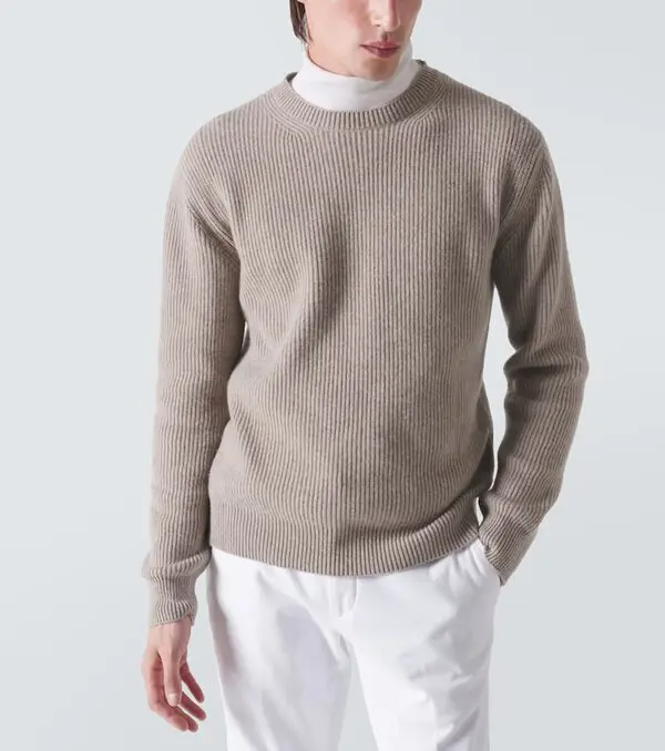 Zegna Ribbed-knit Cashmere Sweater - Beige
