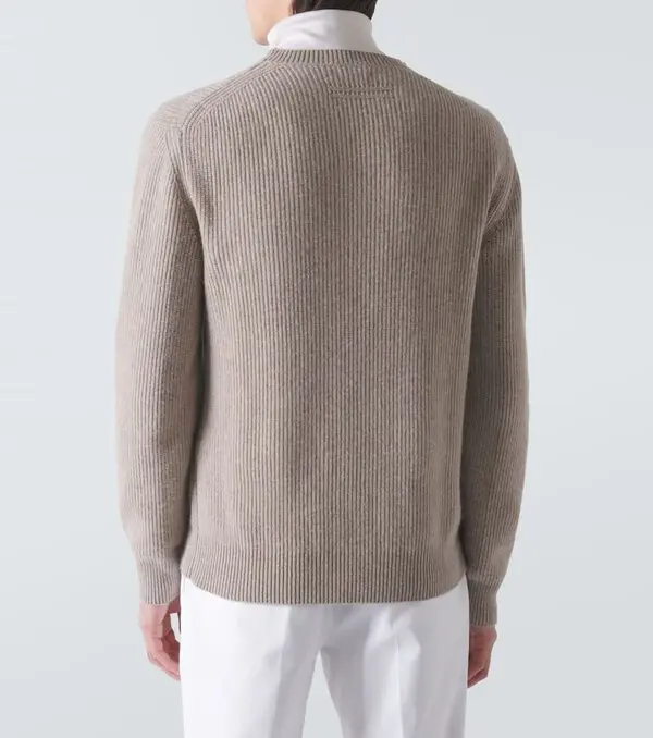 Zegna Ribbed-knit Cashmere Sweater - Beige
