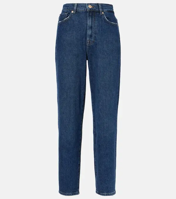 7 For All Mankind High-rise Cropped Straight Jeans - Blue