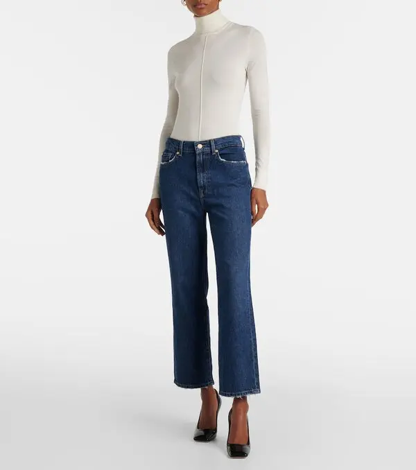 7 For All Mankind High-rise Cropped Straight Jeans