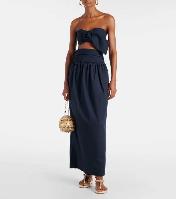 ADRIANA DEGREAS Cotton Maxi Skirt - Blue