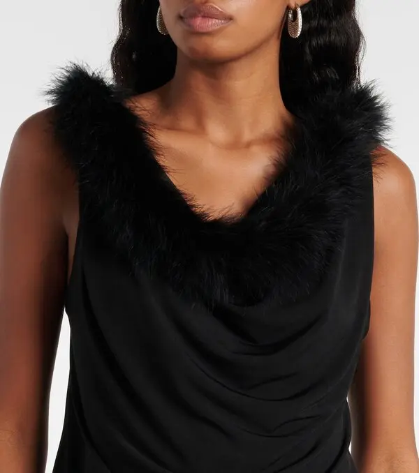 Coperni Boa Feather-trimmed Jersey Top