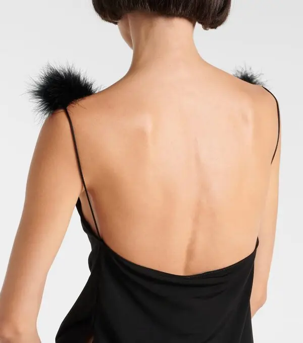 Coperni Boa Feather-trimmed Jersey Top