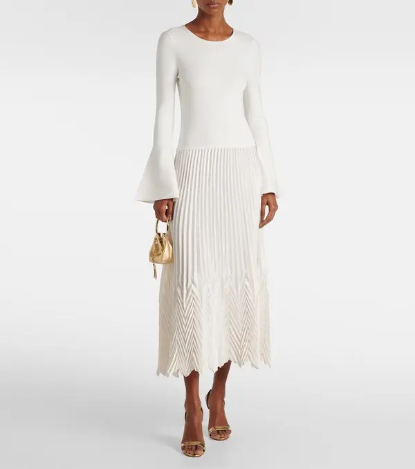 Simkhai Damoni Pleated Midi Dress - White