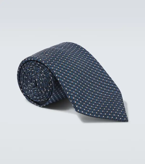 Zegna Silk Jacquard Neck Tie - Blue