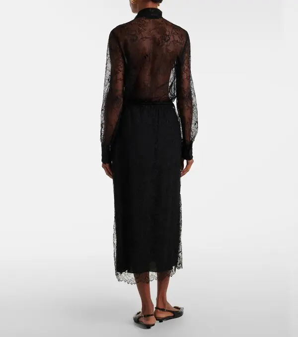 Valentino Garavani Floral Lace Midi Skirt