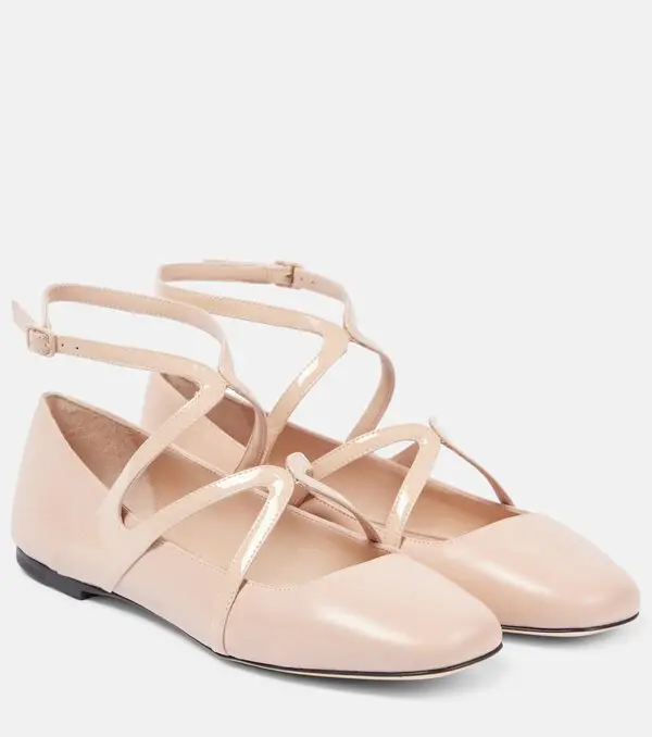 JIMMY CHOO Astoria Leather Ballet Flats - Beige