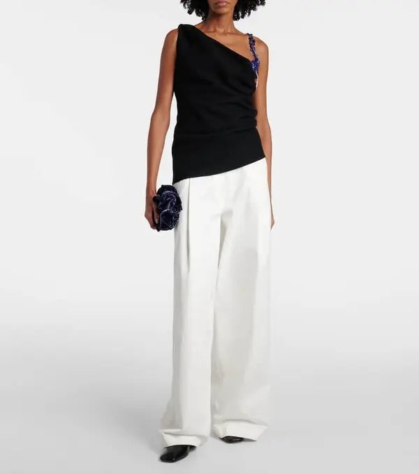Dries Van Noten High-rise Wide-leg Pants - White