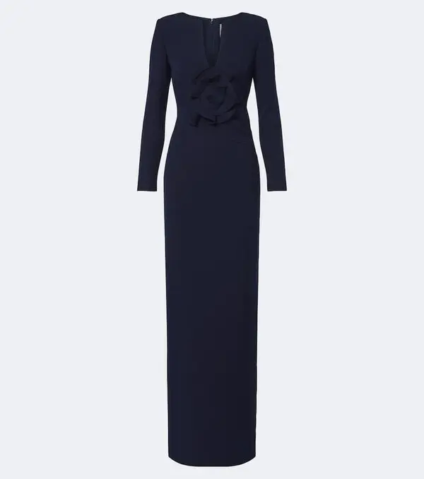 Roland Mouret Floral-appliqué Gown - Blue