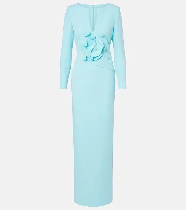 Roland Mouret Floral-appliqué Gown - Blue