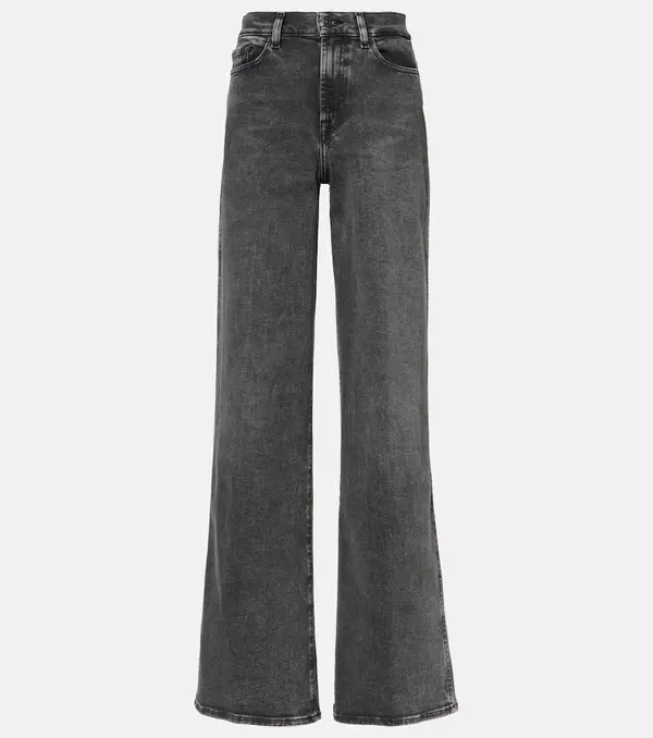 7 For All Mankind High-rise Wide-leg Jeans - Black