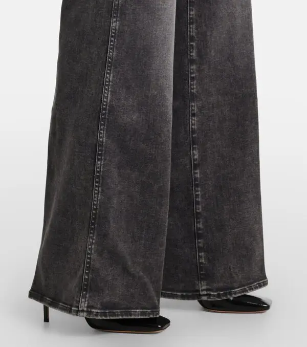 7 For All Mankind High-rise Wide-leg Jeans - Black