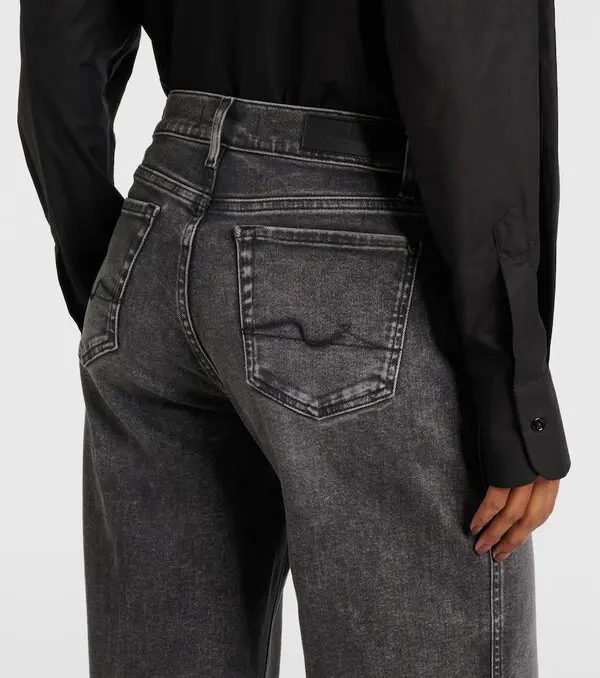 7 For All Mankind High-rise Wide-leg Jeans - Black