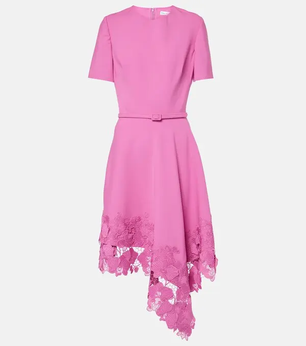 Oscar De La Renta Floral Lace-trimmed Midi Dress - Pink