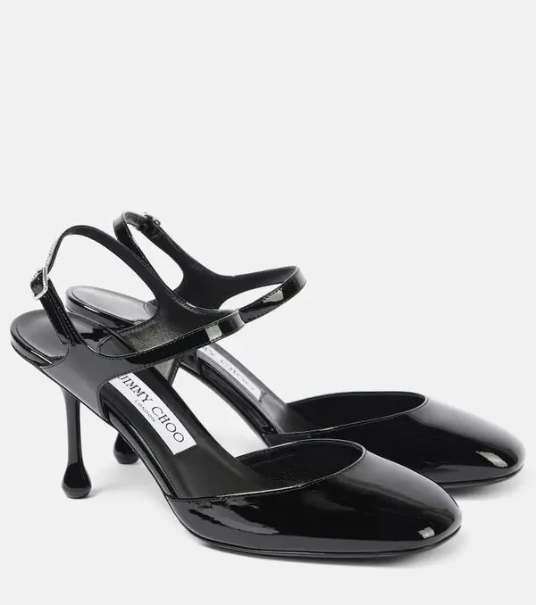 JIMMY CHOO Pixie 80 Patent Leather Slingback Pumps