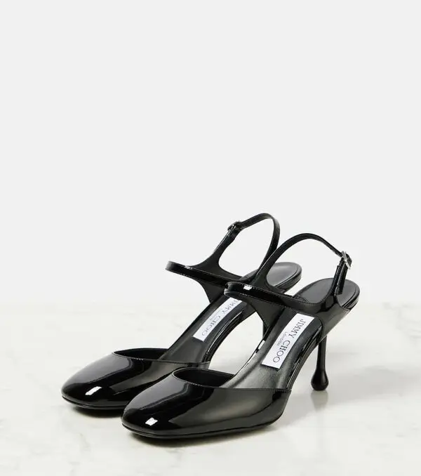 JIMMY CHOO Pixie 80 Patent Leather Slingback Pumps