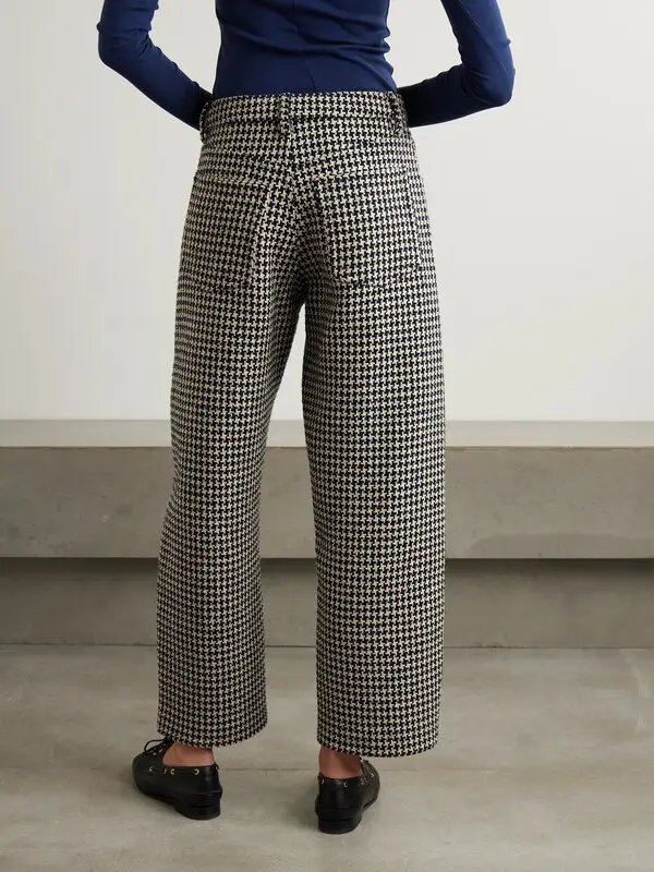 FRAME The Tweed Barrel Houndstooth Wide-leg Pants