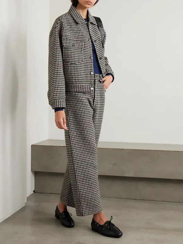FRAME Houndstooth Tweed Trucker Jacket
