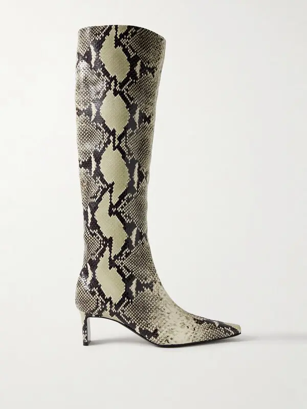 Khaite Ona Snake-print Leather Knee Boots - Animal Print