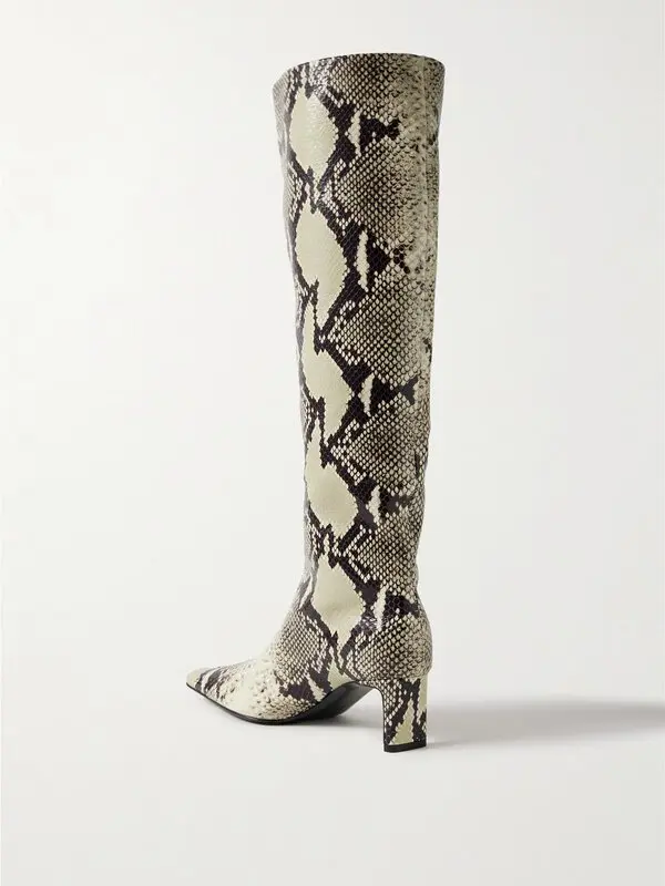 Khaite Ona Snake-print Leather Knee Boots - Animal Print