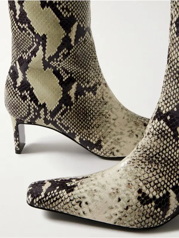 Khaite Ona Snake-print Leather Knee Boots - Animal Print