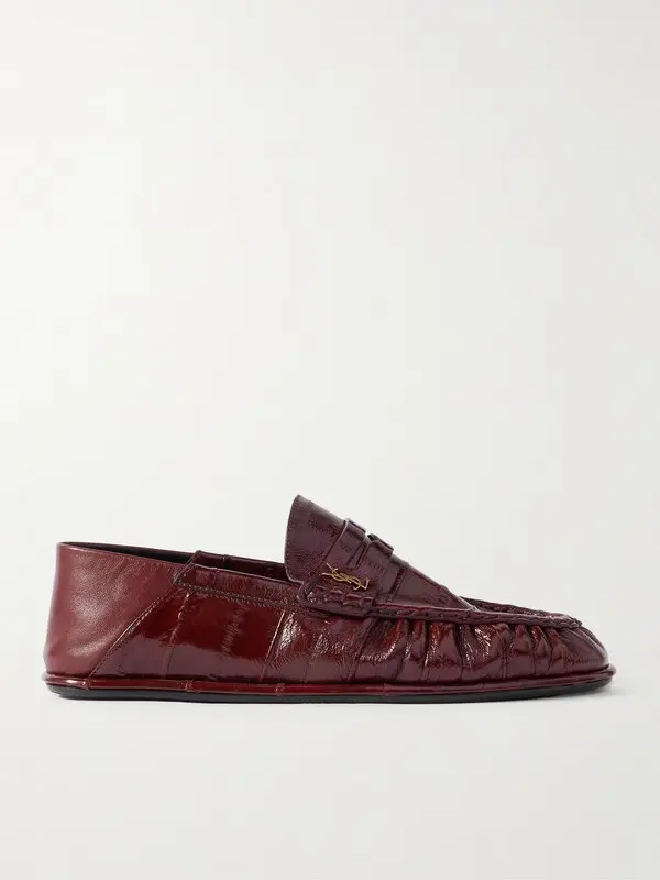 Saint Laurent Le Loafer Embellished Glossed-eel Loafers