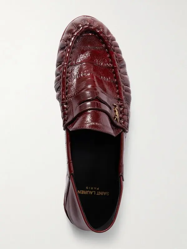 Saint Laurent Le Loafer Embellished Glossed-eel Loafers