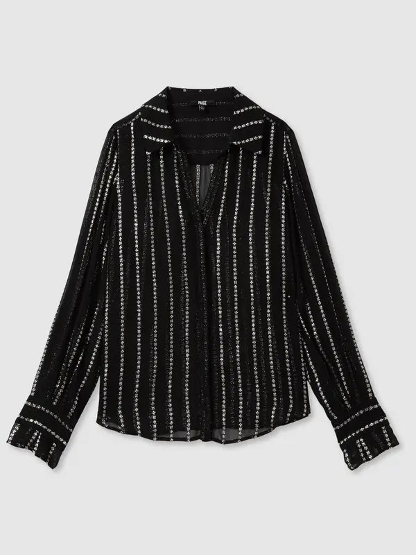 Paige Sosa Metallic Floral-stripe Blouse