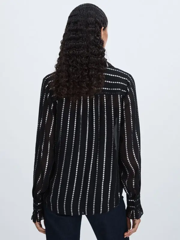 Paige Sosa Metallic Floral-stripe Blouse