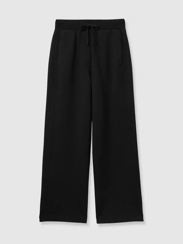 REISS Laney Interlock Wide-leg Drawstring Joggers - Black