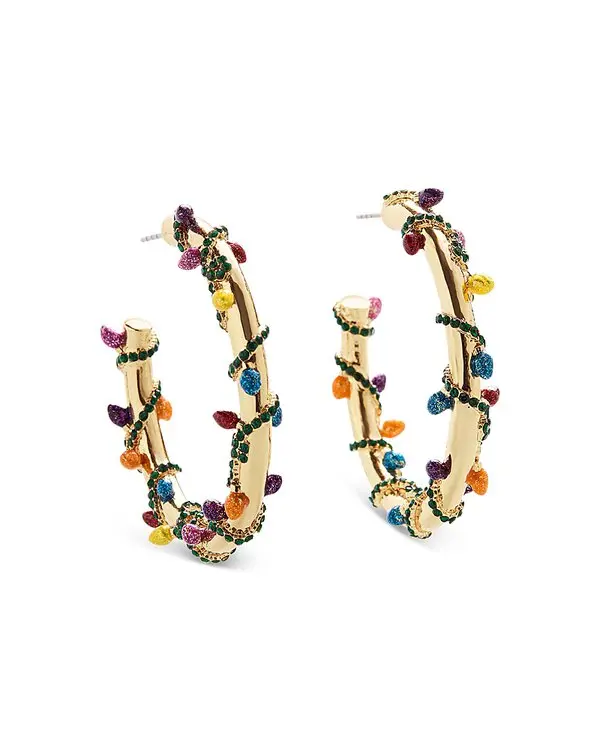 Baublebar Wrapped In Lights Pave & Glitter Hoop Earrings - Multi/gold