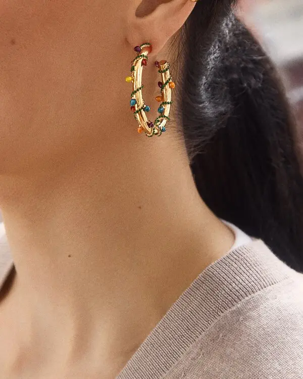 Baublebar Wrapped In Lights Pave & Glitter Hoop Earrings