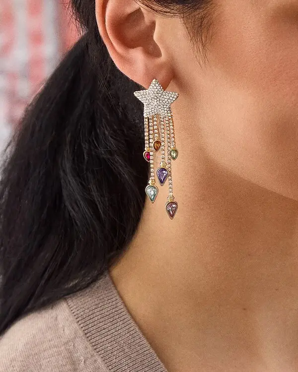 Baublebar Light Fest Crystal Shooting Star Statement Earrings In Gold Tone