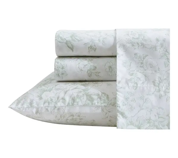 Laura Ashley Toile Delight Green Queen Sheet Se T - One-color
