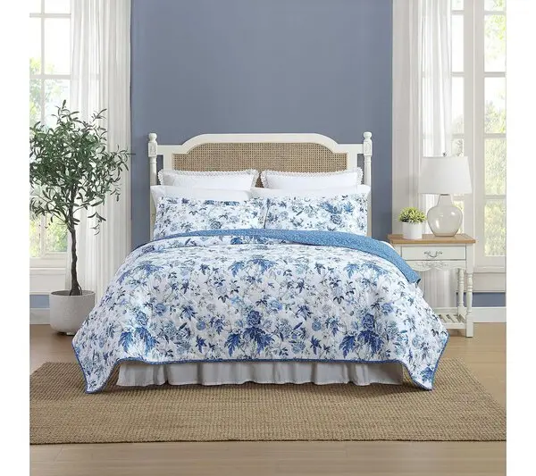 Laura Ashley Breezy Floral Twin Quilt Sham Set - One-color