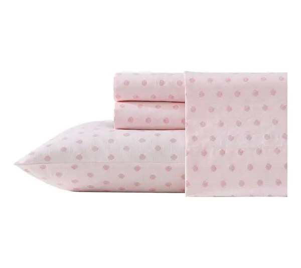 Laura Ashley Scallop Dollop Pink Twin Sheet Set - One-color
