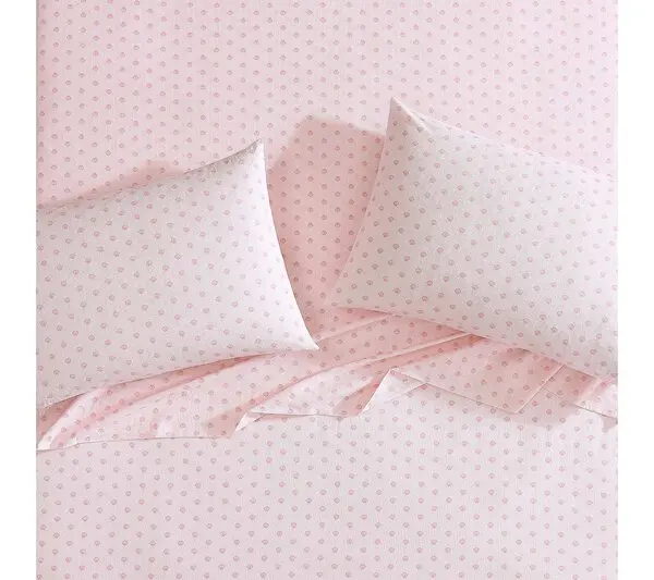 Laura Ashley Scallop Dollop Pink Twin Sheet Set
