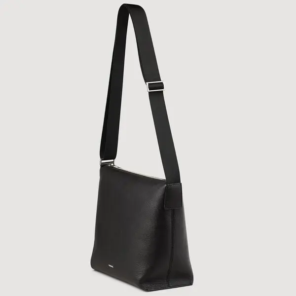 Sandro Grained Leather Satchel