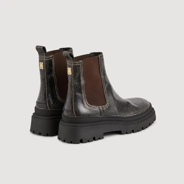 Sandro Crackled Leather Chelsea Boots