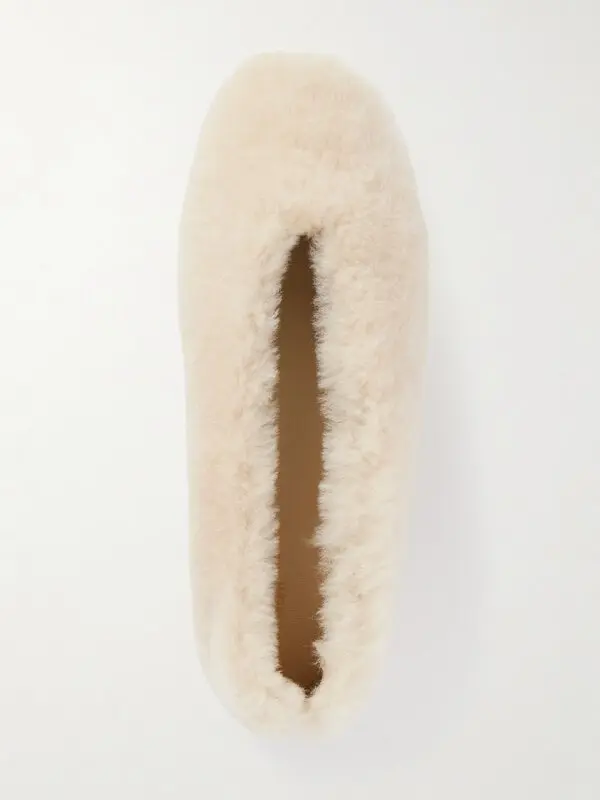 Le Monde Beryl Luna Shearling Ballet Flats - Neutrals