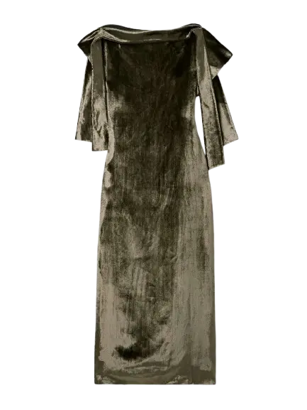 LIBEROWE Arya Draped Velvet Midi Dress