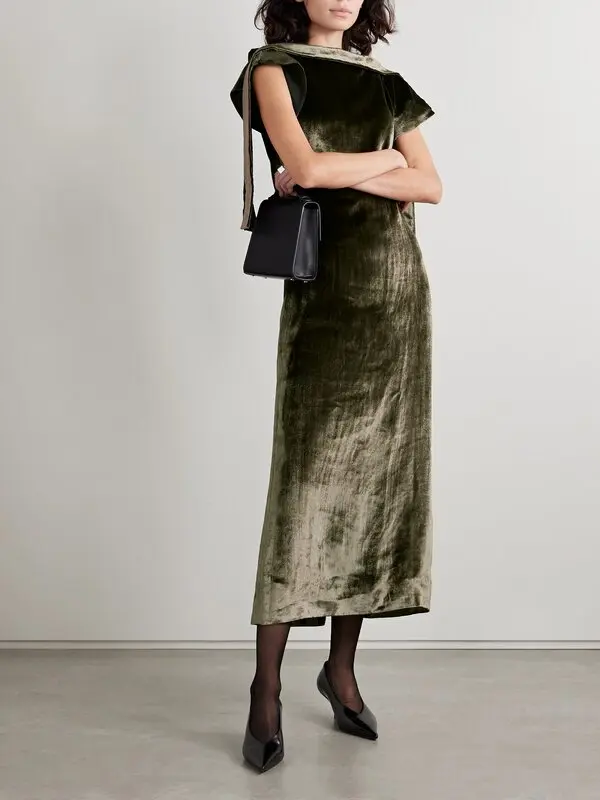 LIBEROWE Arya Draped Velvet Midi Dress