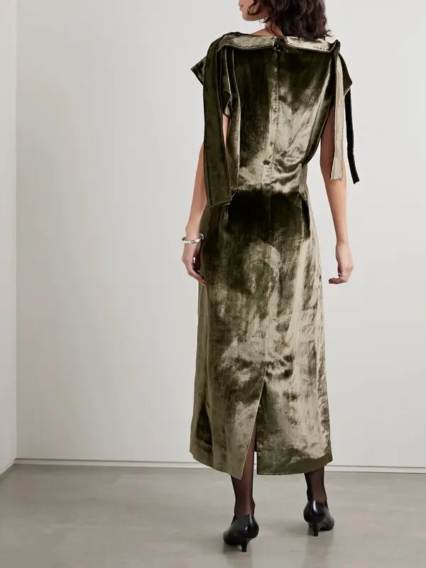 LIBEROWE Arya Draped Velvet Midi Dress