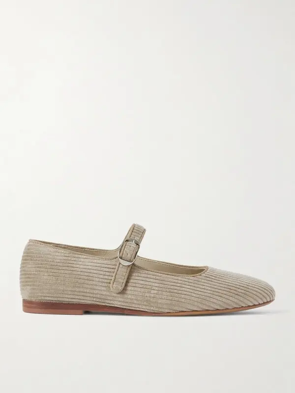 Le Monde Beryl Corduroy Mary Jane Ballet Flats - Neutrals