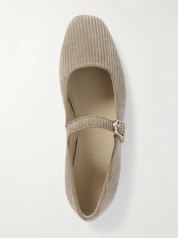 Le Monde Beryl Corduroy Mary Jane Ballet Flats - Neutrals