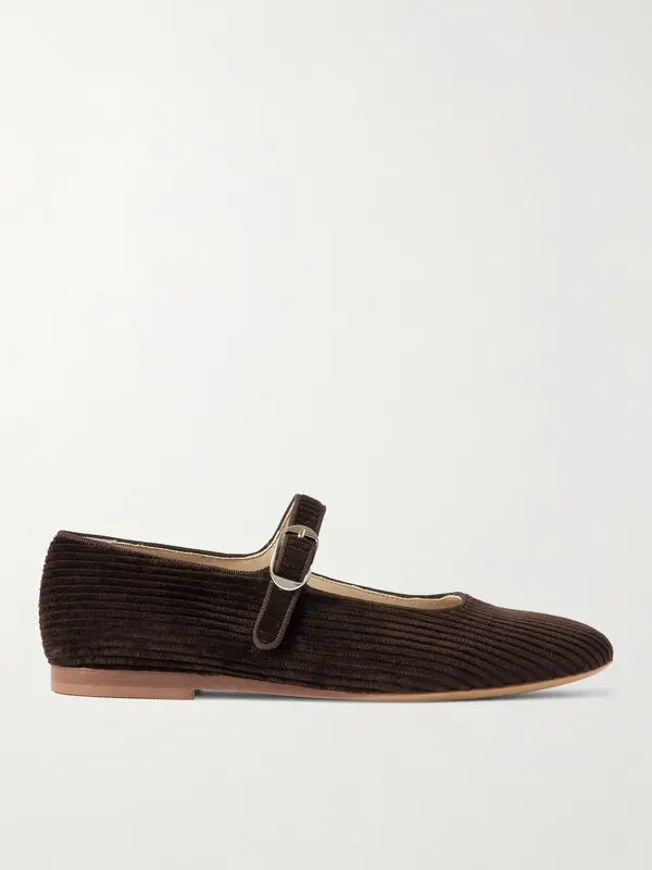 Le Monde Beryl Corduroy Mary Jane Ballet Flats - Brown