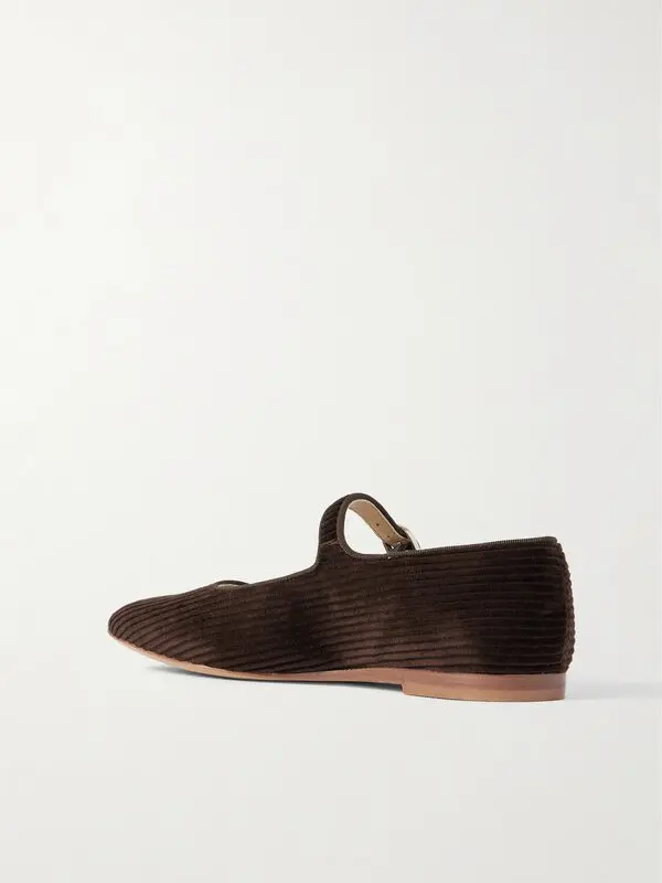 Le Monde Beryl Corduroy Mary Jane Ballet Flats - Brown