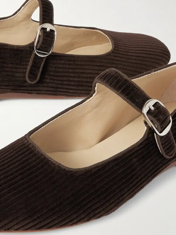 Le Monde Beryl Corduroy Mary Jane Ballet Flats - Brown